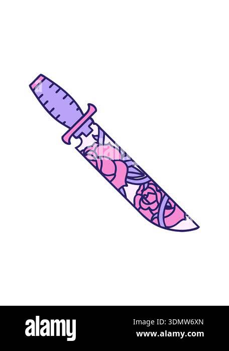 power up animation of iconic tattoo style image of a dagger with ...