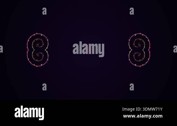 Glowing neon number eight symbol perfectly aligned with vibrant colors ...