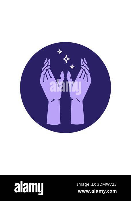 radioactive glowing animation of iconic tattoo style mystic hands Stock ...