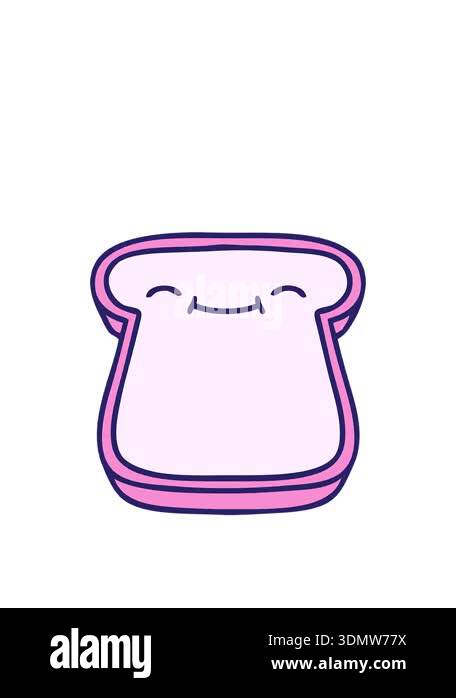 stretching up animation of bread with face cartoon Stock Video Footage ...
