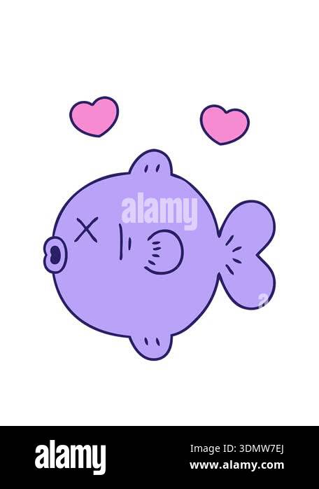 spinning hearts animation of funny cartoon fish Stock Video Footage - Alamy