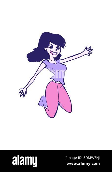 jiggle motion animation of cartoon jumping woman Stock Video Footage ...