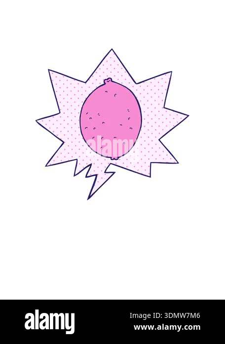 rise and float animation of cartoon lemon with speech bubble in comic ...