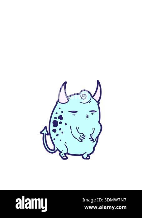 rise and float animation of cartoon fat little halloween devil Stock ...