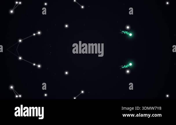 Celestial bodies and galaxies in the night sky with constellation stars ...