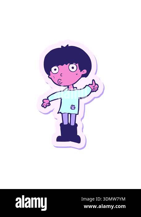 vibrating motion animation of sticker of a cartoon boy asking question ...