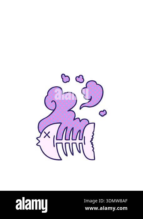 rise and float animation of comic book style quirky cartoon dead fish ...