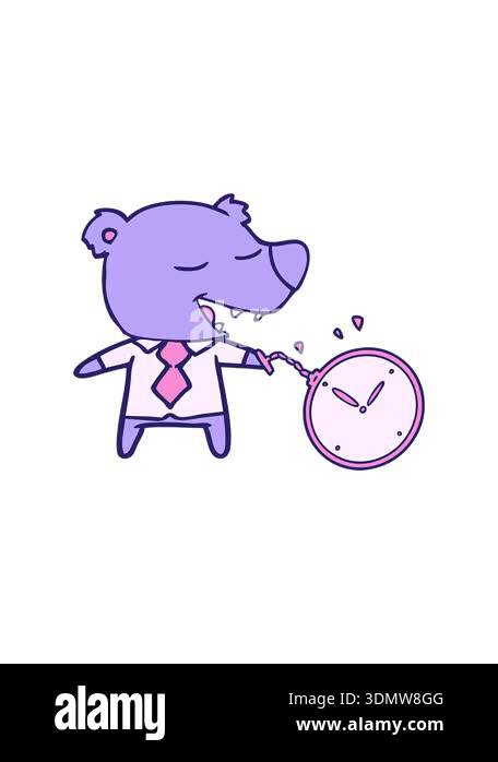 spinning motion animation of cartoon bear wearing shirt and tie holding ...