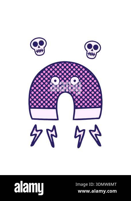 spinning skulls animation of cartoon of a magnet Stock Video Footage ...