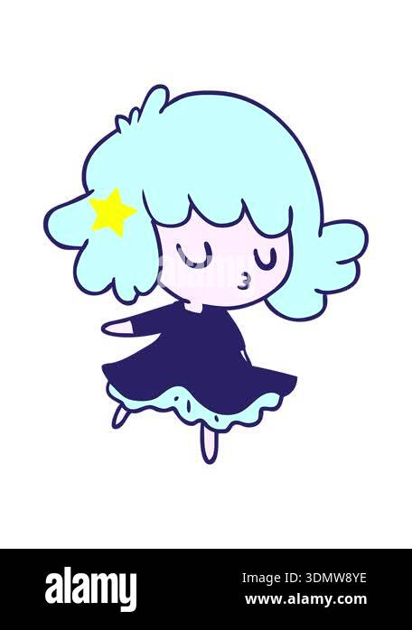 twinkling stars effect animation of freehand drawn cartoon of a cute ...