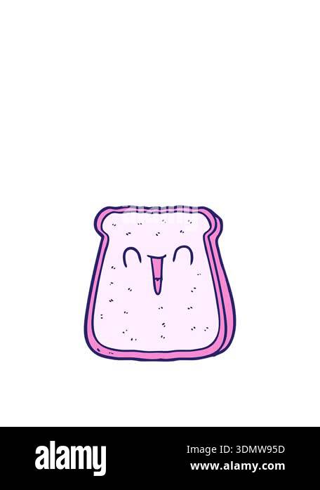 stretching up animation of cartoon slice of bread Stock Video Footage ...