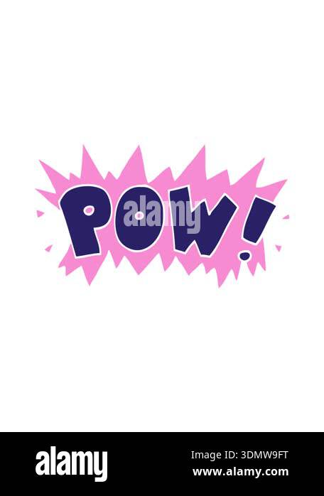 popping motion animation of cartoon doodle word pow Stock Video Footage ...
