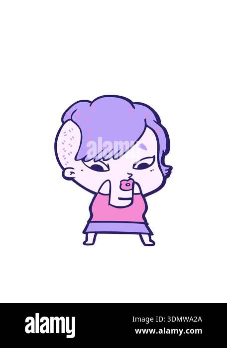 bobbing motion animation of cartoon surprised girl Stock Video Footage ...