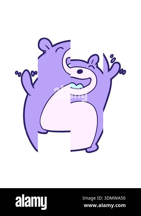 splitting motion animation of cartoon bear laughing Stock Video Footage ...