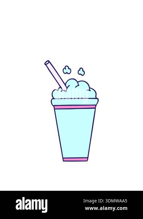 stretching up animation of hand drawn quirky cartoon iced drink Stock ...