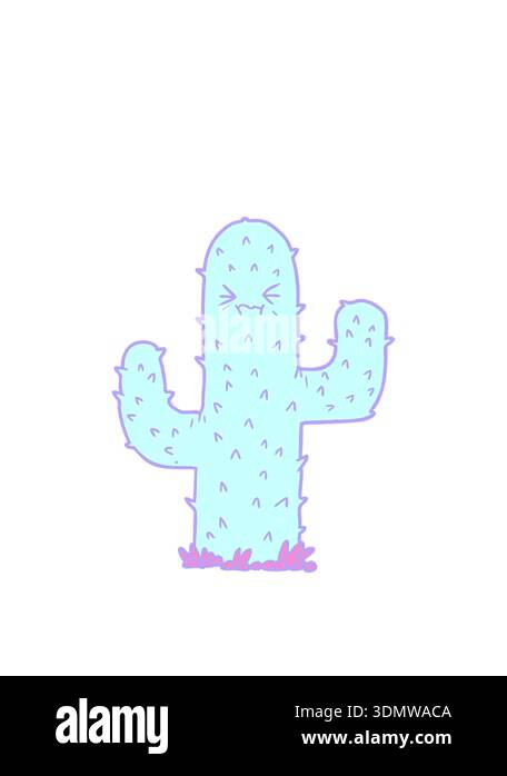stretching up animation of cactus cartoon Stock Video Footage - Alamy