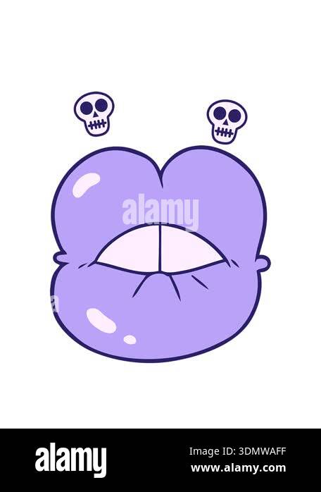 spinning skulls animation of cartoon full lips Stock Video Footage - Alamy
