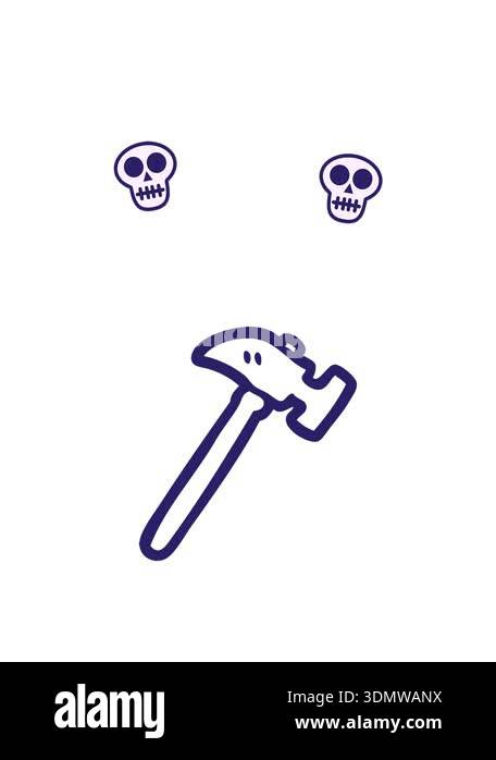spinning skulls animation of cartoon hammer icon Stock Video Footage ...