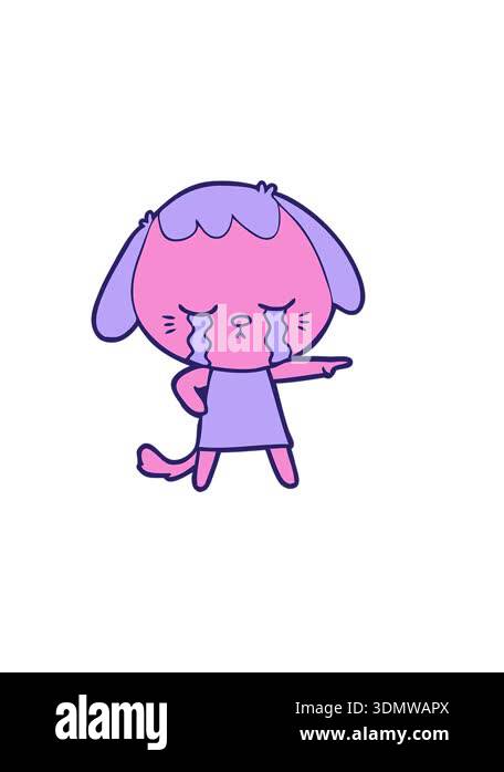 horizontally vibrating animation of cartoon of crying dog Stock Video ...
