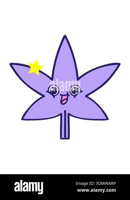 twinkling stars effect animation of a cute cartoon of a marijuana leaf ...