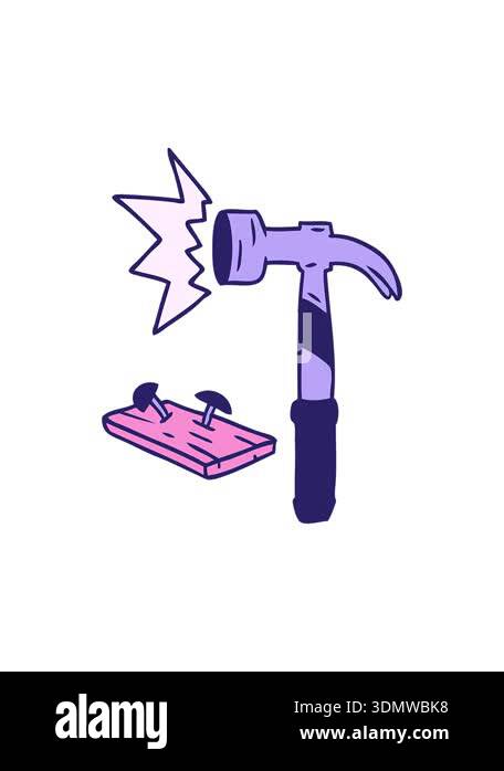 attention grabbing animation of hand drawn cartoon doodle of a hammer ...