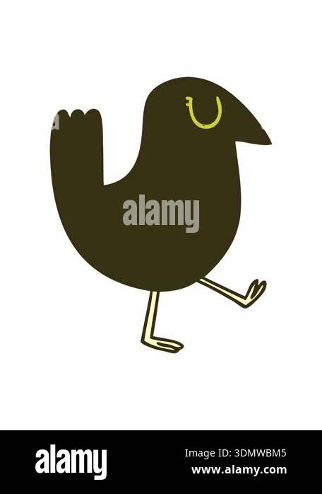 changing color animation of hand drawn quirky cartoon crow Stock Video ...