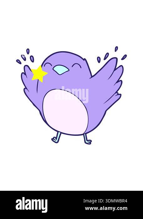 twinkling stars effect animation of cartoon robin flapping wings Stock ...