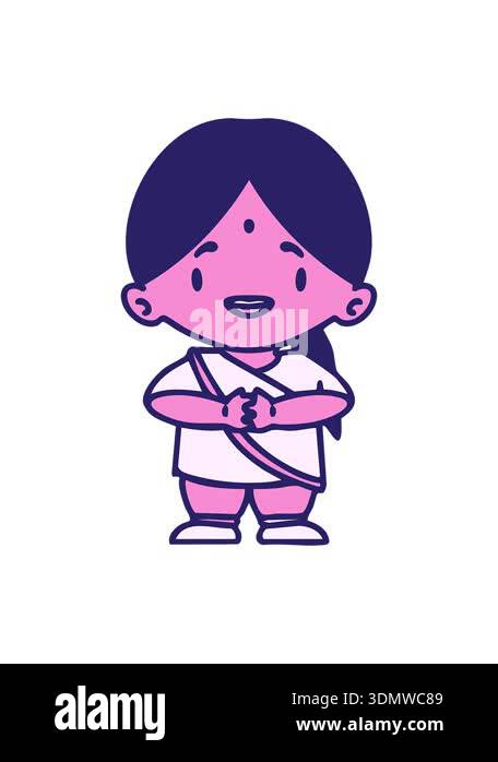 jiggle and pause animation of happy indian woman in modern sash cartoon ...