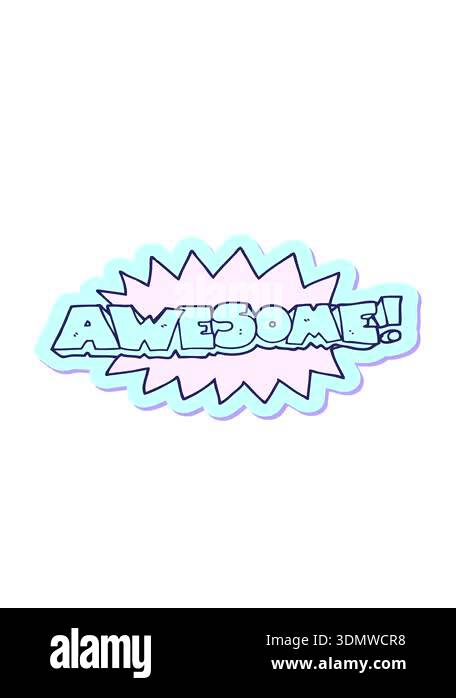 bobbing motion animation of sticker of a awesome cartoon shout Stock ...