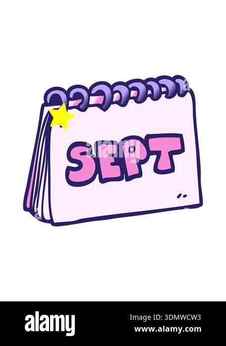 twinkling stars effect animation of cartoon calendar showing month of ...