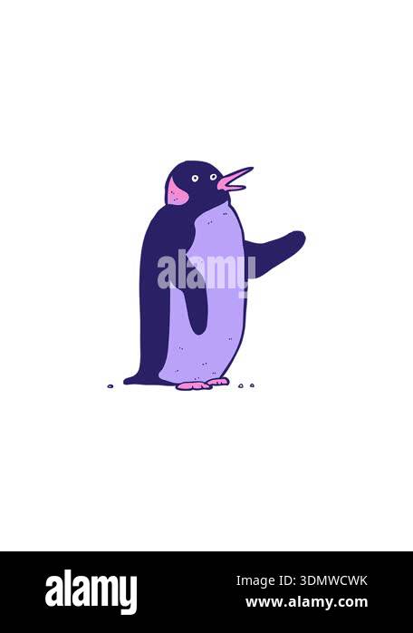 radioactive glowing animation of cartoon penguin waving Stock Video ...