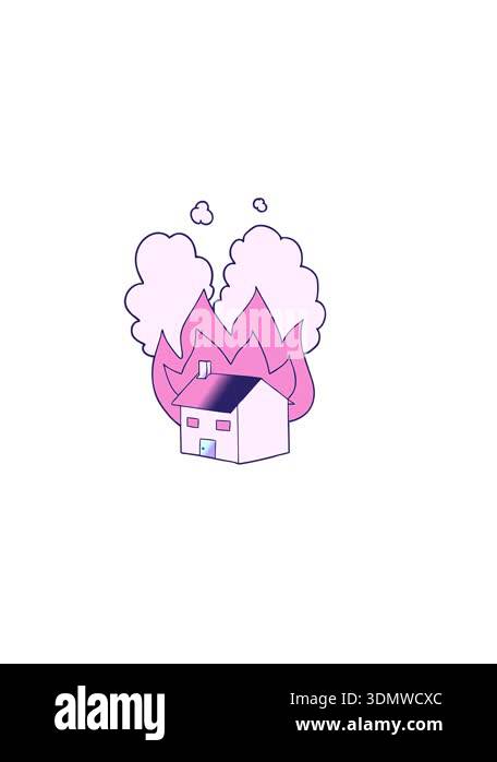 horizontally vibrating animation of cartoon burning house Stock Video ...