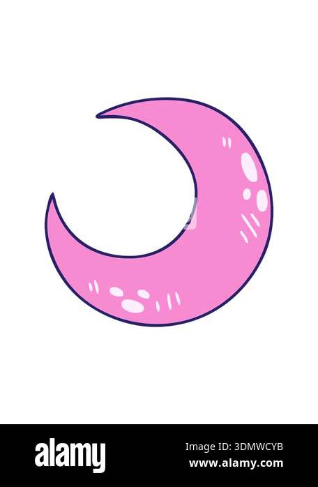 spinning motion animation of hand drawn quirky cartoon crescent moon ...