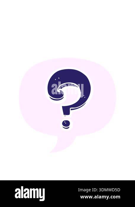 stretching up animation of cartoon question mark with speech bubble in ...
