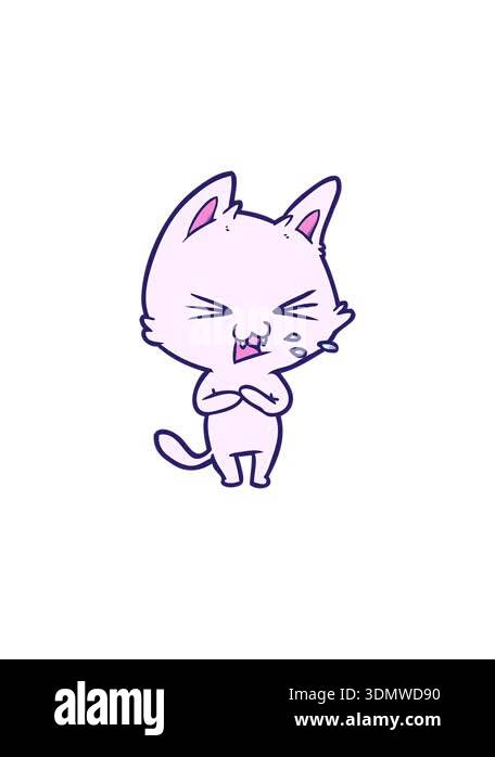 popping motion animation of a cartoon cat hissing Stock Video Footage ...