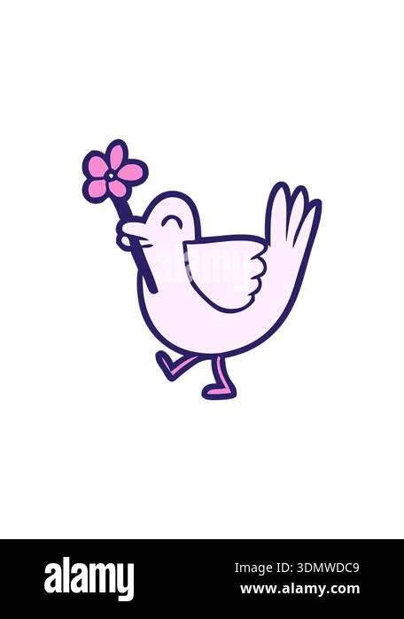 radioactive glowing animation of bird with flower cartoon Stock Video ...