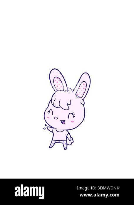 jumping motion animation of cute cartoon rabbit image Stock Video ...