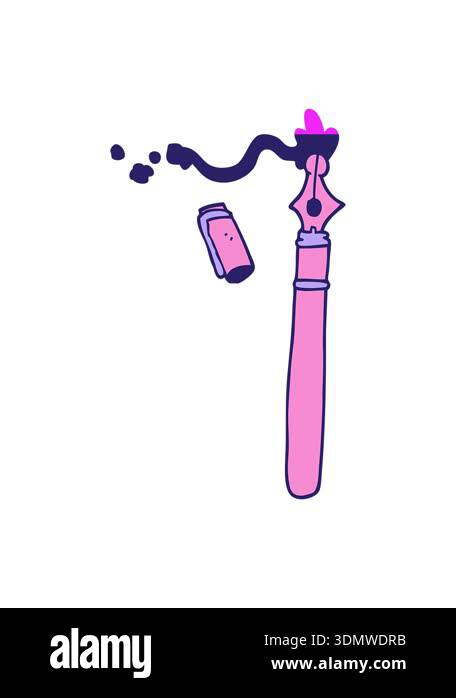 power up animation of cartoon doodle fountain pen Stock Video Footage ...
