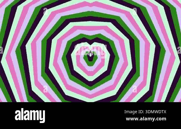 Concentric octagons in various shades of pink, green, and purple create ...