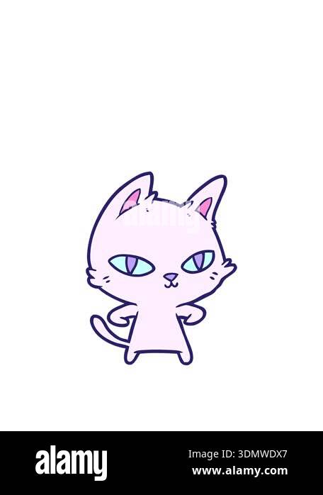 stretching up animation of cartoon cat staring Stock Video Footage - Alamy