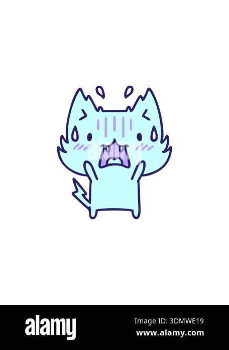 splitting effect animation of cartoon of a cute halloween cat afraid ...