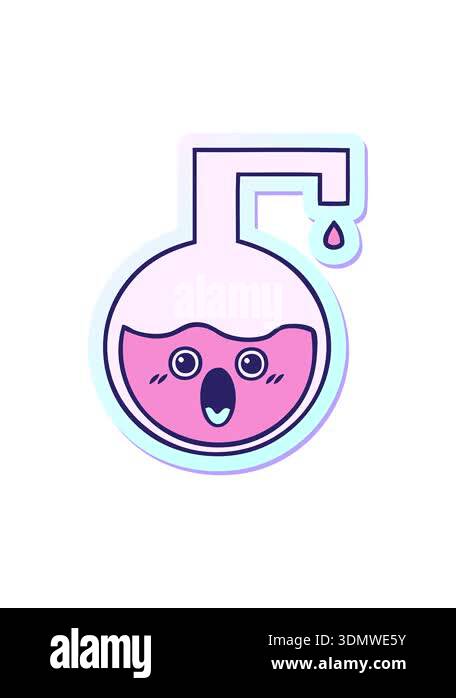 pressure popping animation of sticker of a cartoon science experiment ...