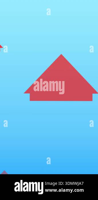 Animation of multiple red arrows pointing up on blue background ...