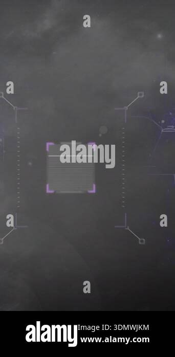 Animation of qr code and network of connections over sky with clouds ...