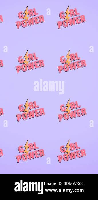 Animation of multiple girl power text, on blue background. girl power ...
