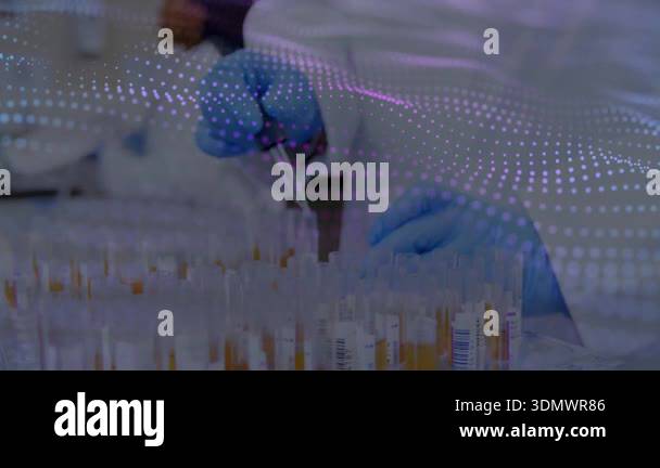 Female scientist hands adjusting pipette and filling test tubes for lab ...