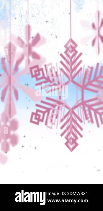 Animation of snowflakes over moon and snow falling. Winter, christmas ...