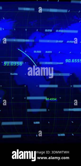 Digital connectivity animation with data points and lines on global map ...
