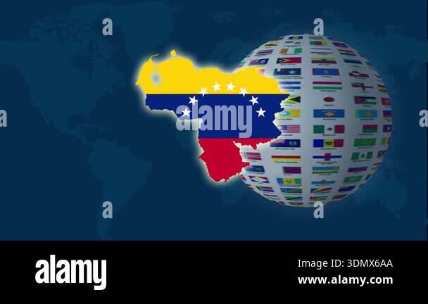 Venezuela map animation with rotating globe background Stock Video ...