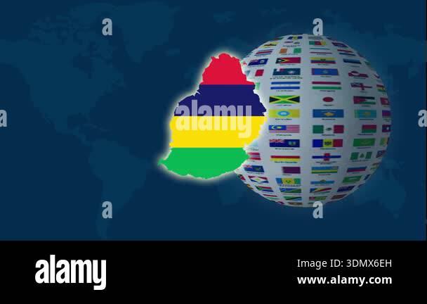 Mauritius map, country map zoom in animation with borders Stock Video ...